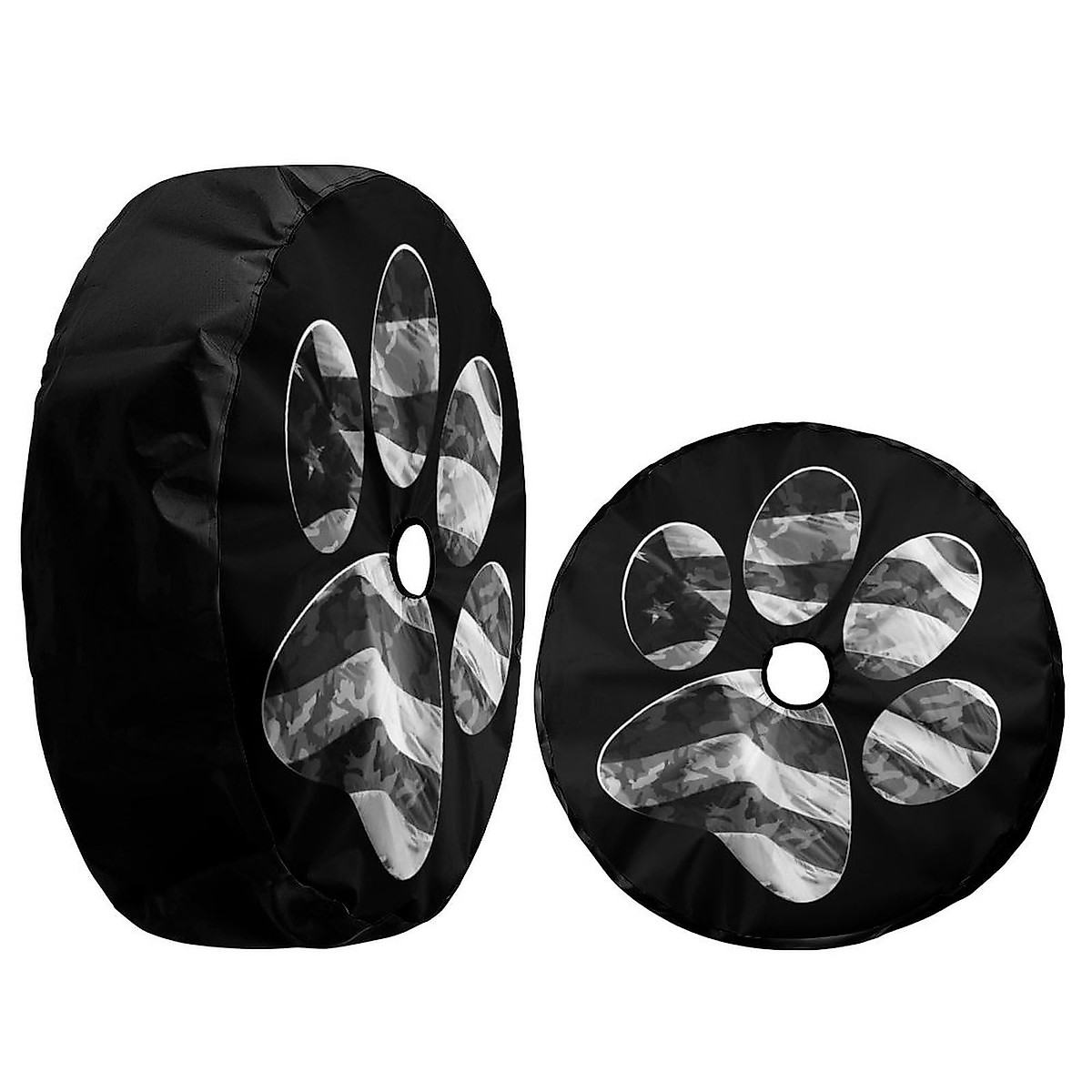 Foruidea Paws US American Flag Spare Tire Cover with Backup Camera Hole Wheel Tire Cover Fit Trailer, RV, SUV and Many Vehicle 17inch