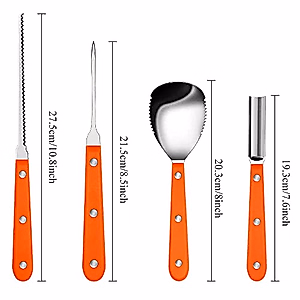 Ubitree Halloween Pumpkin Carving Kit, Jack-O-Lanterns 4pcs Professional Pumpkin Cutting Supplies Tools Stainless Steel Pumpkin Carving Knife Reusable Sturdy Carve Sculpt Set for Halloween Decoration