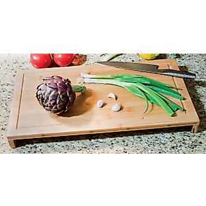 Lipper International Bamboo Wood Over-The-Sink/Stove Kitchen Cutting and Serving Board, Large, 20-1/2" x 11-1/2" x 2"