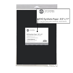 Alcohol Ink Paper - Non-Absorbent, Heavy Weight & Tear Resistant - Easily Wipes Off for Reusable Art Paper - Flexible Matte Black EVO 8.5x11 Inch 10 Sheets
