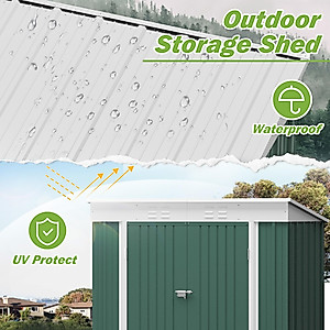 Greesum Outdoor Storage Shed 6x4FT All Weather Metal Garden Shed with Lockable Double Doors for Garden Tools, Toys and Sundries, Green