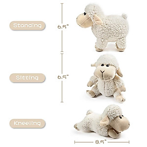 FRANKIEZHOU Sheep Stuffed Animal Lamb Plush Decorations 3Pcs (Sitting, Standing, Kneeling) White Sheep Toys Gift for Kids Little Girl/Boy