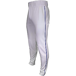 Marucci Sports - Tapered Double-Knit Piped Pant White/Navy Blue, White/Navy Blue, Youth Large, Double-Knit Pants, Men's Apparel (MAPTTDKPIP-W/NB-YL)