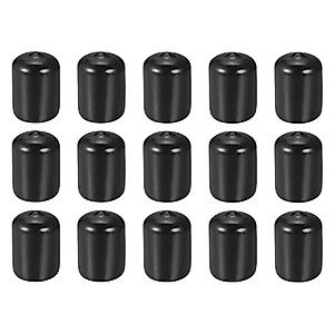 DMiotech 15 Pack 3/4" ID Black Screw Thread Protectors Rubber End Caps Bolt Covers for Screw Bolt Furniture Pipe