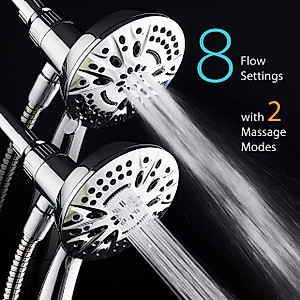 AquaDance New Magnetic Guidance Docking System - High-Pressure 8-setting Handheld Shower Head with Giant 5 inch Face, Magnetic Bracket, Extra-long 72 inch Stainless Steel Hose/All Chrome Finish