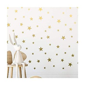 Gold Stars Wall Decal Stickers Removable Home Decoration Easy to Peel Stick Painted Walls Metallic Vinyl Polka Decor Sticker for Baby Kids Nursery Bedroom (Pack of 166)