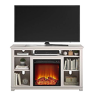 Ameriwood Home Edgewood Fireplace TV Stand for TVs up to 55", Ivory Pine