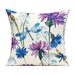 VAKADO 16x16 Set of 4 Outdoor Pillow Covers Summer Patio Furniture Cushion Cases Spring Garden Bird Butterfly Ladybug Decorative for Porch Bench Couch Sofa