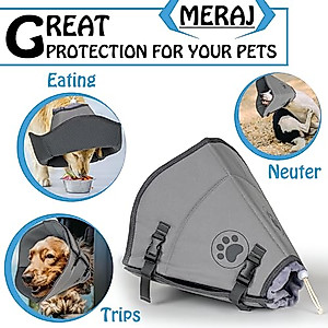 Superior Strong Oxford Cotton Lining Adjustable Buckle Pet Friendly Waterproof Secure Fit Soft & Protective Dog Cone Collar for Grooming, After Surgery Recovery, Rashes Protection (Extra Large), Gray