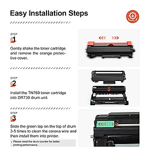 v4ink 2PK Compatible DR730 Drum Unit (NOT Toner) for Brother DR-730 DR-760 Drum for Brother HL-L2325DW HL-L2350DW HL-L2370DW HL L2390DW L2395DW DCP-L2550DW MFC L2690DW L2710DW L2717DW L2750DW Printer