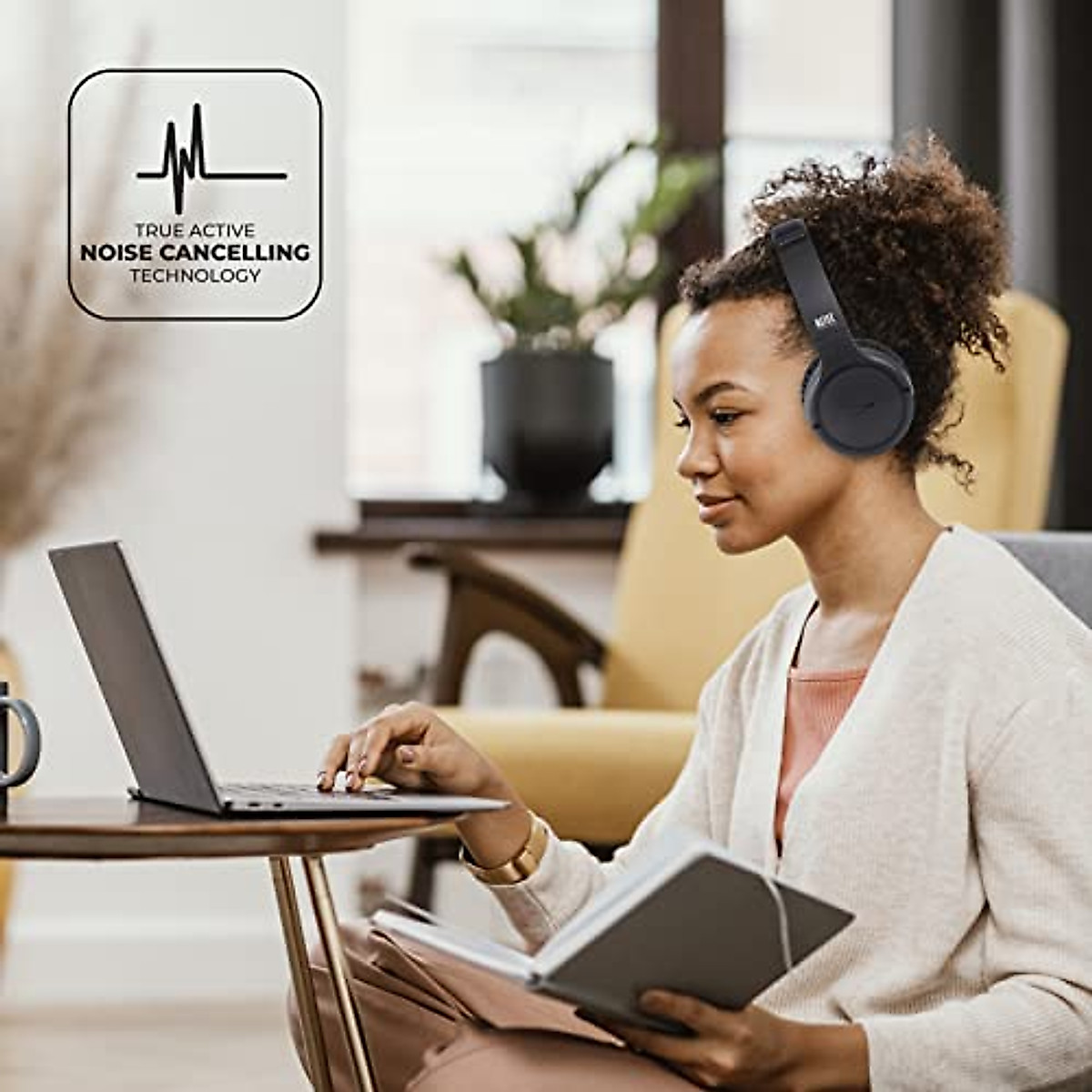 Altec Lansing Nanophones ANC Bluetooth Wireless Active Noise Cancelling Headphones On Ear Headphones 12 Hour Battery Life, Foldable Earcups, Removeable Mic for Working and Learning from Home (Grey)