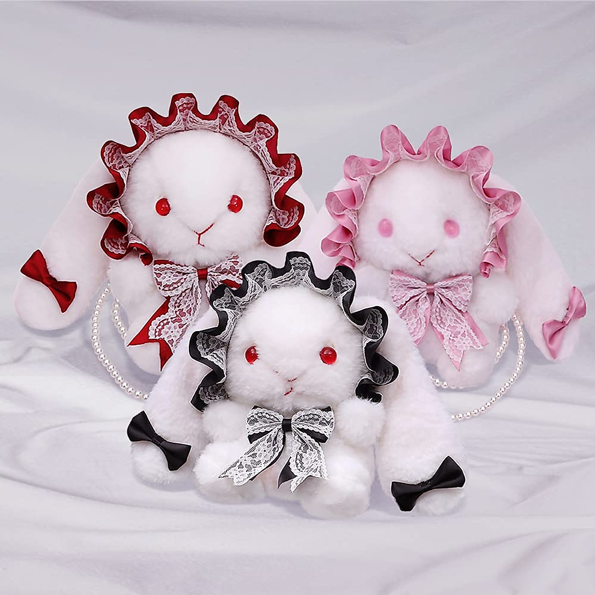 SUVCOTIN Women Plush Bunny One Shoulder Crossbody Bag Lolita Rabbit Bag for Kids Gift, Black