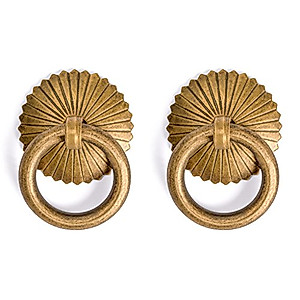 Hardware Philosophy Ring Brass Hardware Drawer Pulls Set 1-3/16" - Set of 2