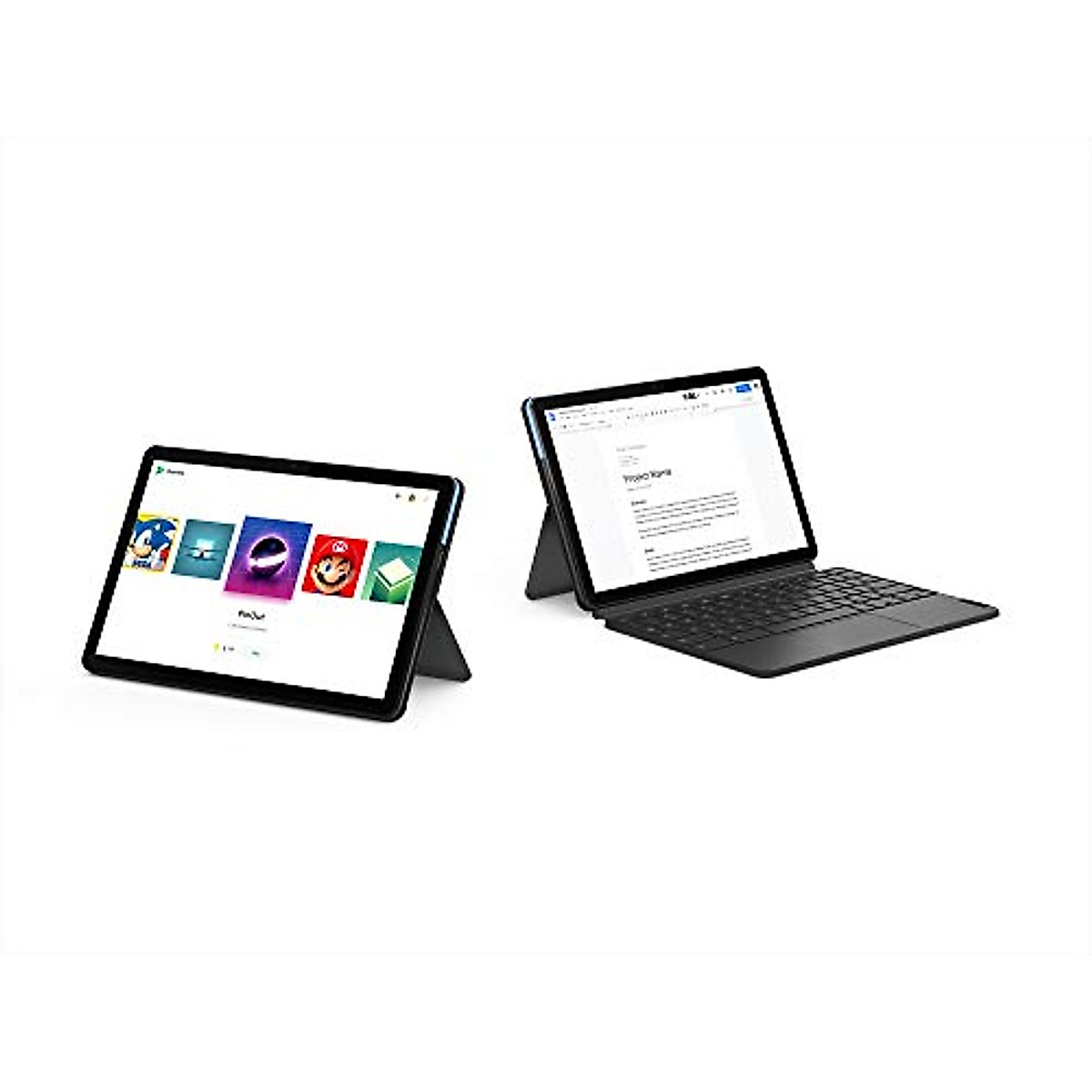 Lenovo Chromebook Duet, 2-in-1, 10.1" WUXGA (1920 x 1200) Display, MediaTek Helio P60T, 4GB LPDDR4X RAM, 64GB eMCP SSD, Integrated ARM G72 MP3 Graphics, Chrome OS, ZA6F0031US, Ice Blue + Iron Grey