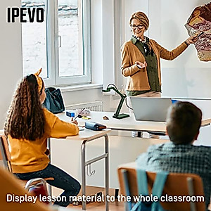 IPEVO V4K Ultra High Definition 8MP USB Document Camera — Mac OS, Windows, Chromebook Compatible for Live Demo, Web Conferencing, Distance Learning, Remote Teaching