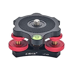 CAVIX Camera Leveler Tripod Leveling Base Tri-Wheel Head for Macro Photography Aluminum w Bubble Level 3 Axis Level with +/-5 Degree Precision Adjustment for DSLR Camera Rotator Panoramic Head LP-64