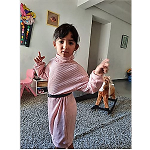 Girls Fall Dress, Kids Turtleneck Long Sleeve Knit Sweater Dress with Belt Toddler Girl Fall Outfits (Pink, 2-3 Years)