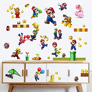Mario Wall Sticker Children's Cartoon Bedroom Background Wall Decoration Self-Adhesive Wall Sticker PVC