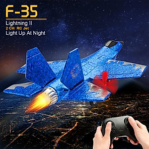 Fremego Foam RC Plane RTF F-35 RC Airplane 2.4Ghz 6-axis Gyro Jet Pane with Light Strip Toy Gift for Kids Boys Girls Adults Beginners