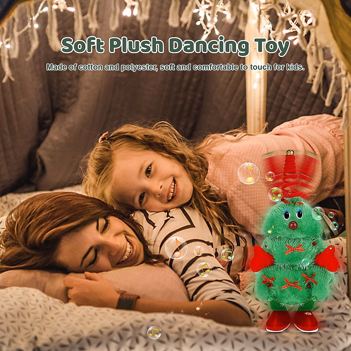 QUUREN Electric Christmas Tree Plush Toy, Singing and Dancing Christmas Toys Animated Christmas Decorations Cute Funny New Year Xmas Gifts for Family Friends Toddlers Kids