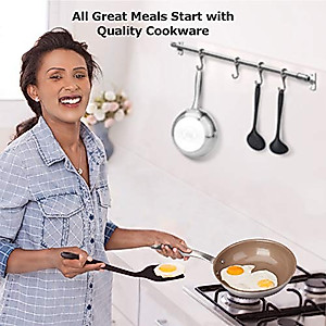 Duxtop 7PC Stainless Steel Ceramic Coated Nonstick Pans Set, Induction Frying Pans, Non-stick Saute Pan with Lid, Impact-bonded Technology