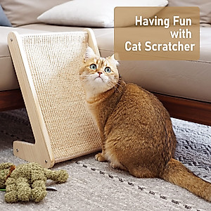 Meeyoview Cat Scratcher, L-Shape Cat Scratching Pad, Cat Scratch Furniture Protector, Durable and Natural Sisal Cat Scratching Post for Indoor Cats