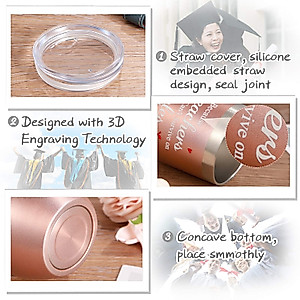 Patelai 4 Pcs Teacher Appreciation Gift Back to School Gift Personalized Thank You Teacher Coffee Mug Birthday Christmas Gifts for Women Men, 12 oz Wine Tumbler with Straws and Brushes (Rose Gold)