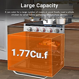 AMZCHEF RV Gas Range 21 Inches Tall,1.77 Cu.Ft Propane Range Oven with 3 Burners Stove for RV, Apartment, Mobile Home, Stainless Steel.