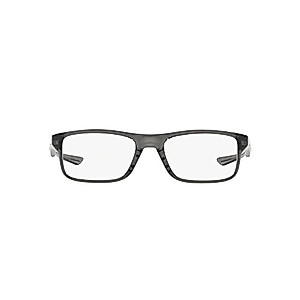Oakley Men's Ox8081 Plank 2.0 Rectangular Prescription Eyeglass Frames, Polished Grey Smoke/Demo Lens, 53 mm