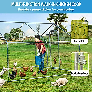 LEISU Outdoor Large Chicken Run Walk-in Chicken Coop with Waterproof Cover Chicken Playpen Metal Hen Cage Duck Cage Enclosure Rabbit Nest Fence Chicken Cages for Backyard Farm (19.7'x9.9'x6.57')