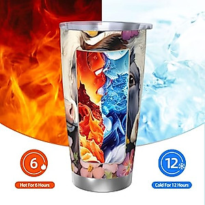 AYCZN Watercolor Cows 20 OZ Tumbler Stainless Steel Travel Coffee Mug, Daisy Flower Insulated Water Bottle with Lid and 2 StrawsLeakproof Thermal Cup