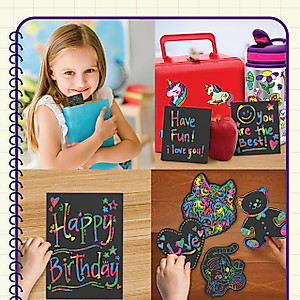 PURPLE LADYBUG 20 Pages Big Rainbow Scratch Paper Notepad for Kids - Ideal 4 5 6 7 8 9 10 11 12 Year Old Gift for Girls & Boys, Airplane Car Travel Activities for Kids Ages 4-8 & Up