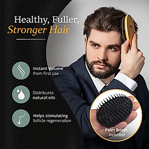 Belula Boar Bristle Hair Brush for Men Set.Styling Mens' Hair Brush with Nylon Pins. Boar Bristle Brush, 2 x Palm Brush, Wooden Comb & Travel Bag Included.
