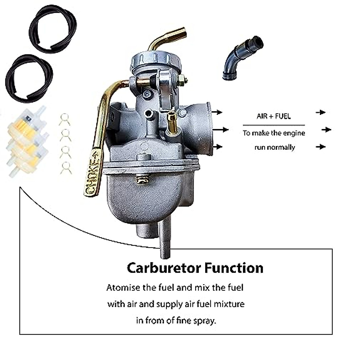Pz20 Carburetor Fit Tao Tao 50cc 110cc 125cc Atv Coolster Nst Sunl Chinese Quad 4 Stroke Wheeler Parts Engine Carb For Honda Kazuma Dirt Baja Mini Kart Pit Scooter (PZ20 Carburetor)