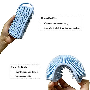 2 PC Silicone Exfoliating Body Scrubber, 2 in 1 Silicone Body Shampoo Brush, Soft Silicone Loofah for Sensitive Skin, Shower Silicone Hair Scalp Massager, Easy to Clean, Lather Well (Blue&Black)