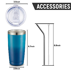 COMOOO 20oz Tumbler with Straw Stainless Steel Insulated Coffee Tumbler Cups Double Wall Vacuum Travel Coffee Mug with Splash Proof Sliding Lid for Hot Cold Drinks (Dark Night, 1 Pack)