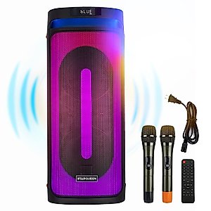 Portable Karaoke Speaker Karaoke Machine System 200 Watt Peak Power Bluetooth for Adults Kids PA Stereo with Dual 6.5" Woofer, DJ Lights, 2 Wireless Mics, LCD Screen, Recording/MP3/USB/TF