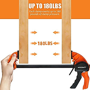 Quick Release Ratchet Bar Clamps for Woodworking (2 Pieces Set 24'') - Light Duty Adjustable One-Handed Clamp for Woodworking & Furniture Manufacturing & Assembly