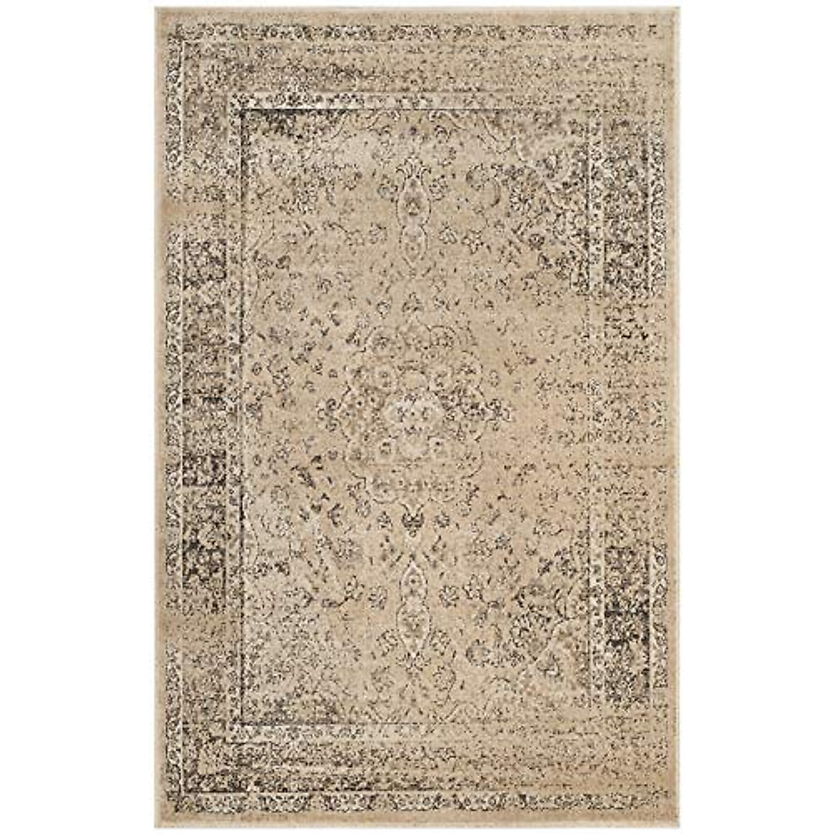 SAFAVIEH Vintage Collection Accent Rug - 2'7" x 4', Warm Beige, Oriental Medallion Distressed Viscose Design, Ideal for High Traffic Areas in Entryway, Living Room, Bedroom (VTG113-660)