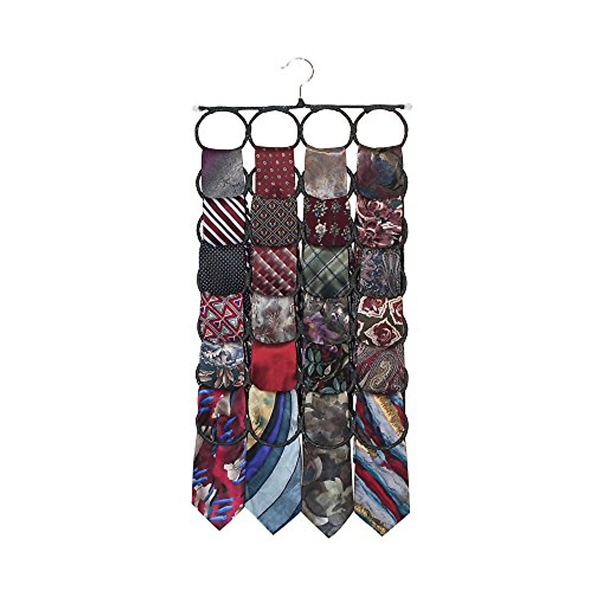 Marcus Mayfield Men's Tie Rack, The No Snags, Best Space Saving, Tie & Scarf Hanger for Ties, Scarves & Accessories | Closet Organizer & Holder | Stores Over 2 Dozen Ties (1-Black)