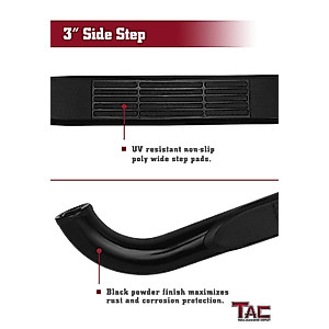 TAC Side Steps fit 1998-2011 Ford Ranger/Ranger Edge Super Cab 2DR / Mazda B Series Super Cab 2DR Pickup Truck 3" Black Side Bars Nerf Bars Running Boards Off Road Exterior Accessories (2 PCS)