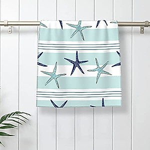 WOAIDY Coastal Starfish Hand Towel for Bathroom, Decorative Hand Towels for Bathroom and Beach, 15.7x27.5 Inches