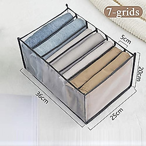 2 Pack 7 Grids Pants Organizer Jeans for Closet Storage Jean Clothing Closet Wardrobe Clothes Baskets Mesh Washable Foldable Drawer Thin Jeans T-shirts Underwear Socks Bra Leggings Skirts Swearter (2)