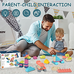 Building Block Sets for Kids, 41PCS Silicone Stacking Blocks for Toddlers, Multi-Colored Soft and Chewable STEM Toys,Early Learning Construction Building Teething Toys for Kids (Animal Series)