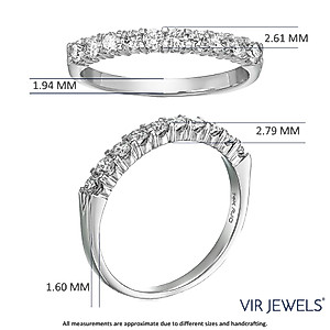 Vir Jewels 3/4 carat (ctw) Diamond Wedding Anniversary Band for Women, Round Diamond Engagement Ring 14K White Gold 10 Stones Prong Set 0.75 cttw, Size 4.5