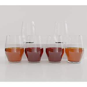 LEMONSODA High-end Sante Stemless Crystal Wine Glass Set - Big Wine Stemless Glass for Wine Tastings, Gift Sets, Party, Red Wine, White Wine - (455 mL / 15 Fluid Ounces) (Set of 6)