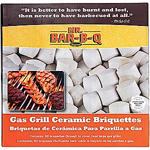 Mr. Bar-B-Q 06000Y Ceramic Gas Grill Self Cleaning Briquettes, Replacement for Lava Rocks, Cleaner Cooking, Gas Grill Briquettes for BBQ Grill, EMW8015680, 60 Count