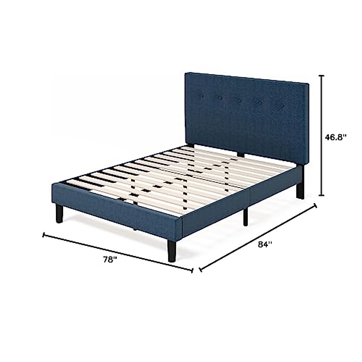 ZINUS Omkaram Upholstered Platform Bed Frame / Mattress Foundation / Wood Slat Support / No Box Spring Needed / Easy Assembly, King