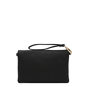 FashionPuzzle Envelope Wristlet Clutch Crossbody Bag with Chain Strap (Black) One Size
