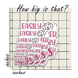 Miraki Easily Distracted By Dogs Sticker, Dog Lover Sticker, Funny Pet Stickers, Dog Rescue Stickers, Water Assitant Die-Cut Vinyl Dog Mama Decals for Laptop, Phone, Water Bottles, Kindle Sticker